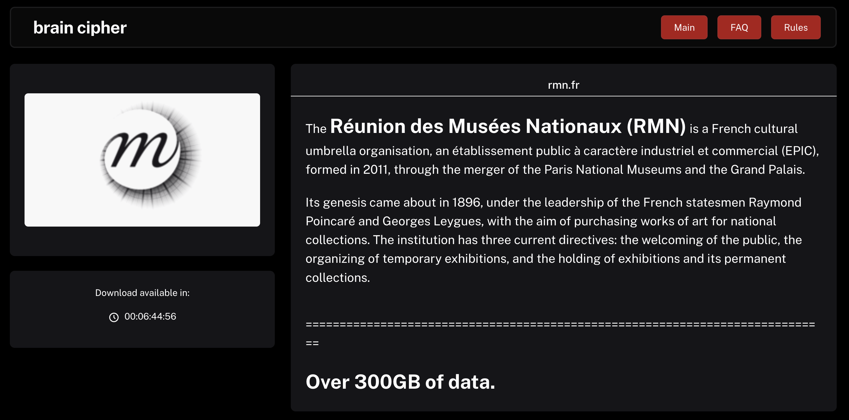 Grand Palais RMN : le groupe Brain Cipher revendique la cyberattaque ...